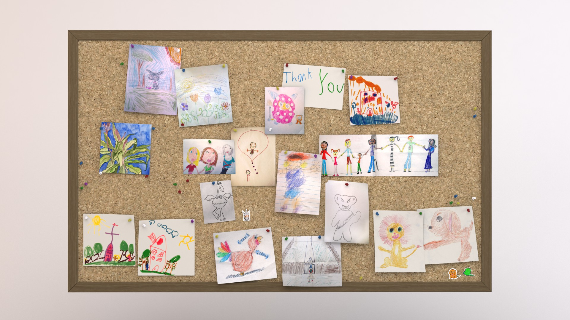 Kid S Drawings Pinboard Model - TurboSquid 1510904