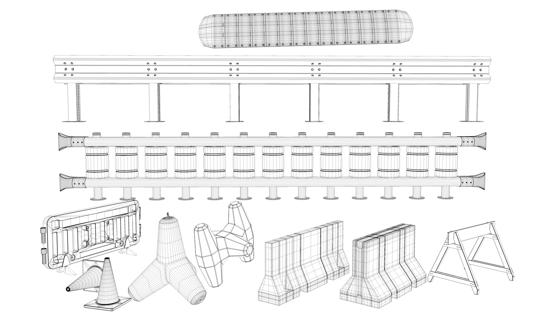 Road Barriers Collection 3D model - TurboSquid 1832115