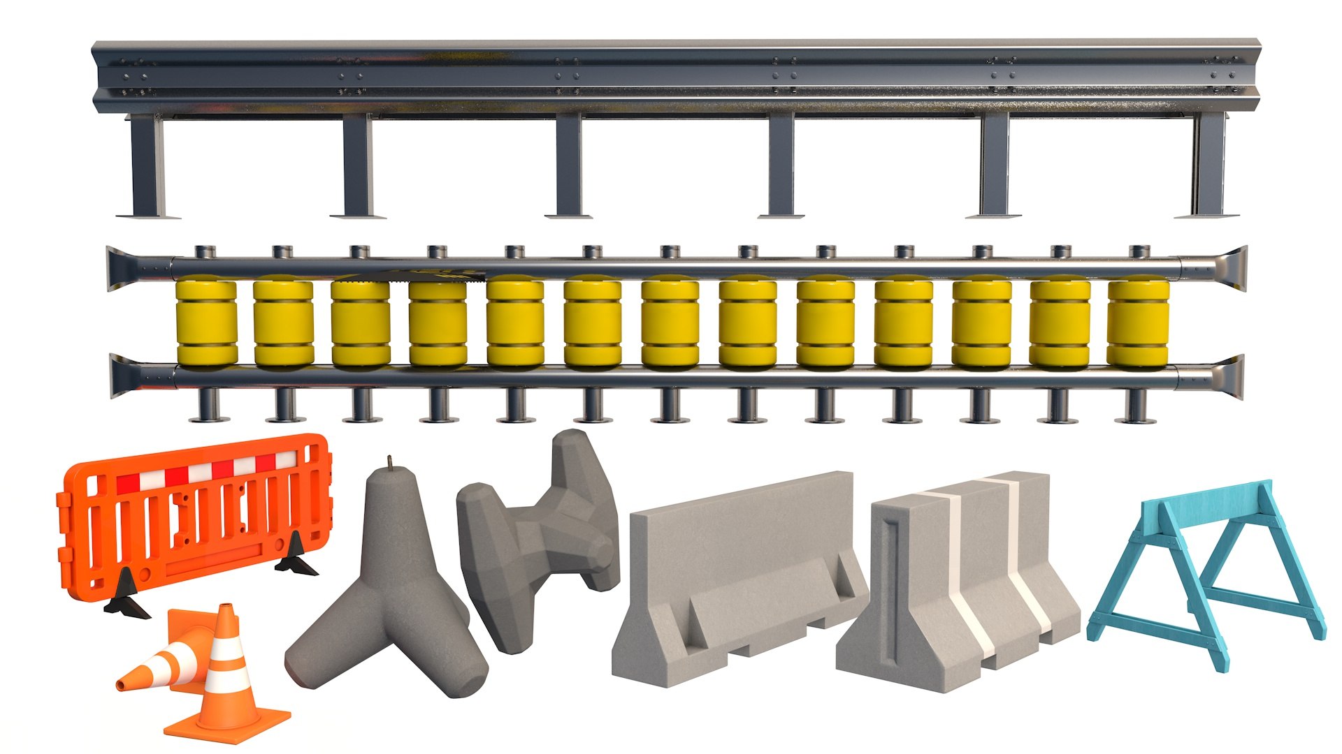 Road Barriers Collection 3D Model - TurboSquid 1832115