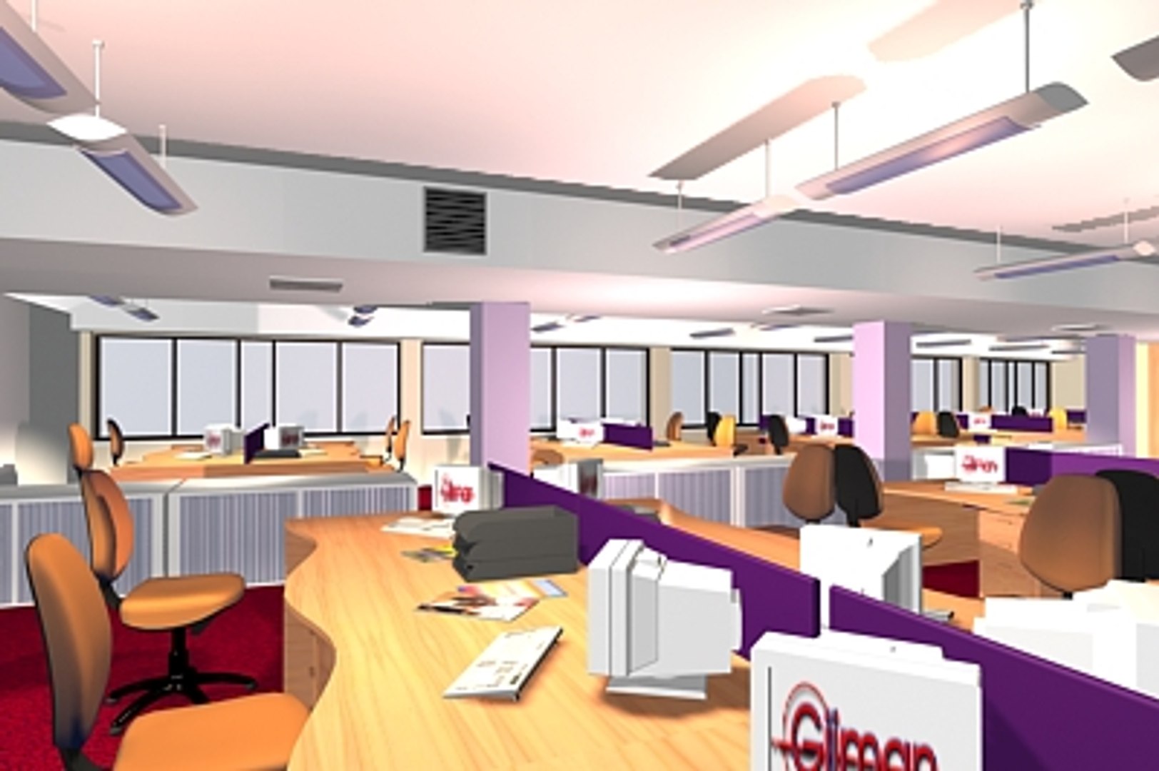 office interior scene 3d model