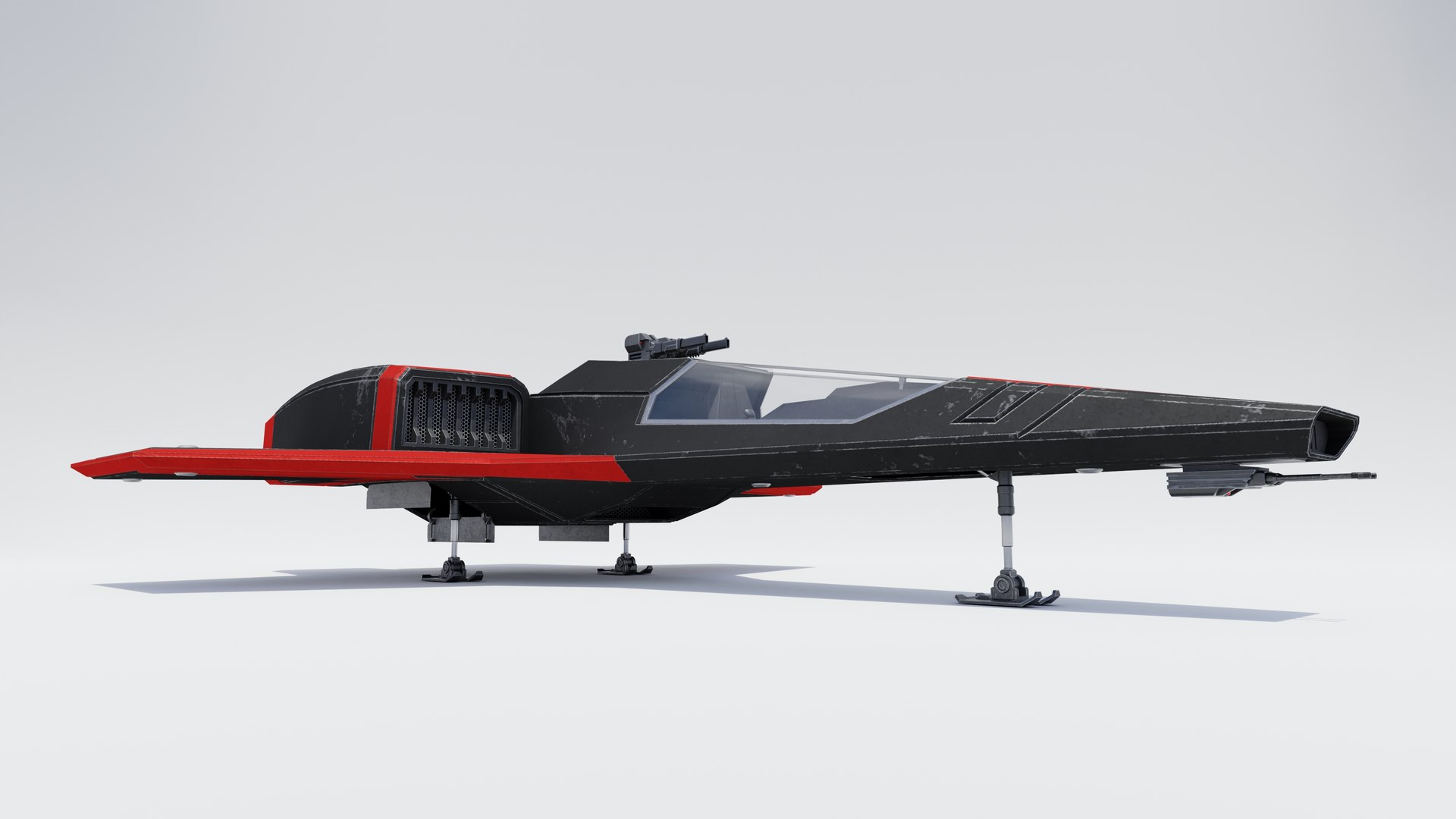 3D Sci-Fi Space Fighter Jet Red With Interior Cockpit - TurboSquid 2156484