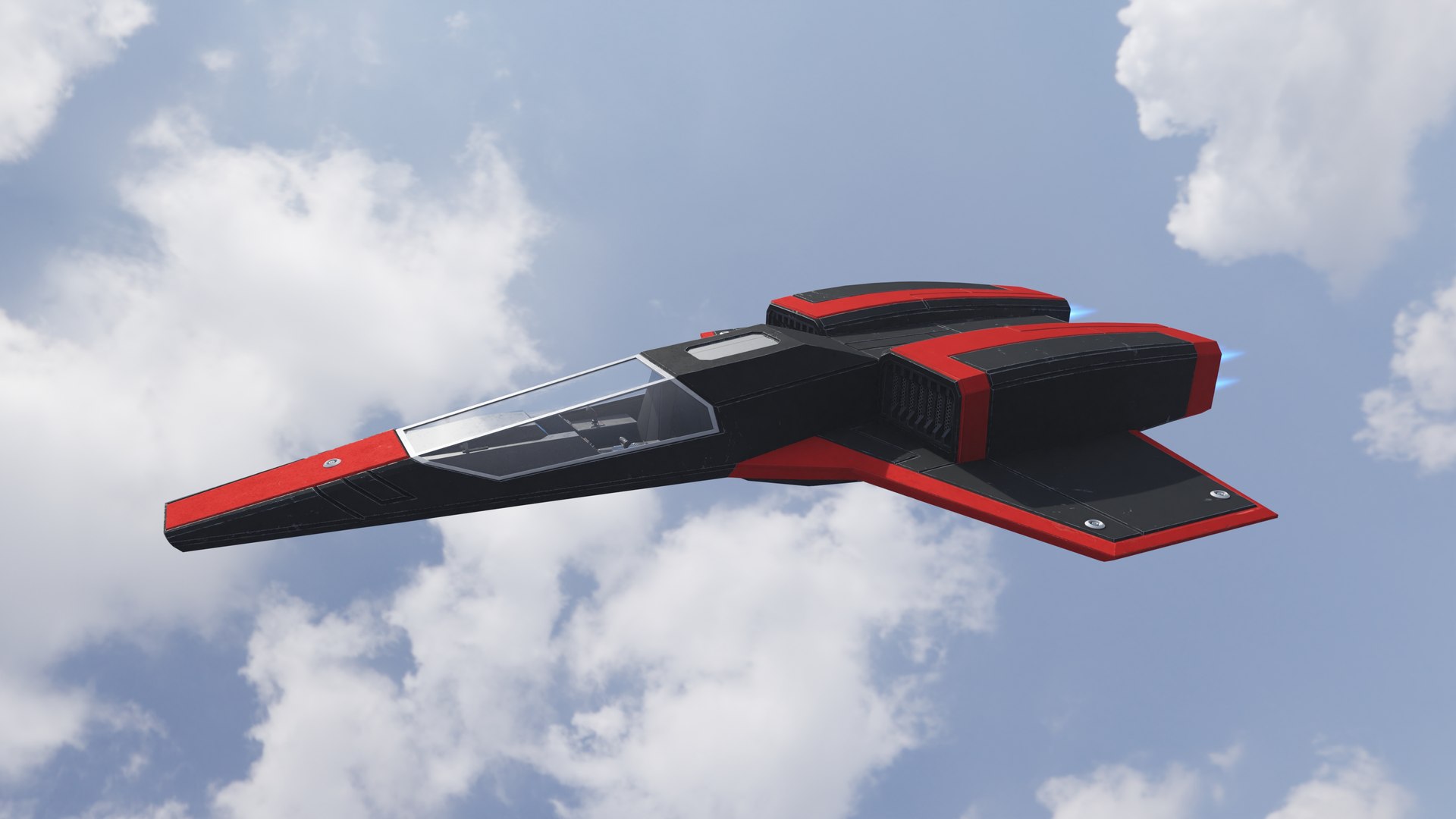 3D Sci-Fi Space Fighter Jet Red With Interior Cockpit - TurboSquid 2156484