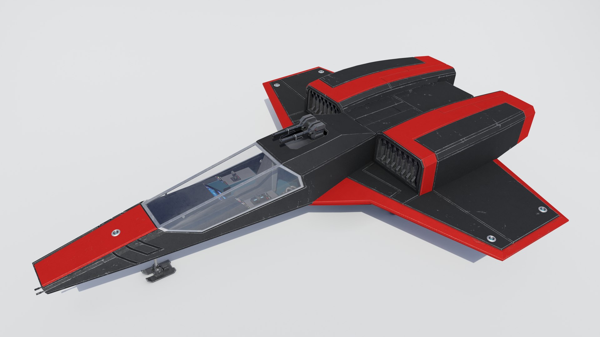 3D Sci-Fi Space Fighter Jet Red With Interior Cockpit - TurboSquid 2156484