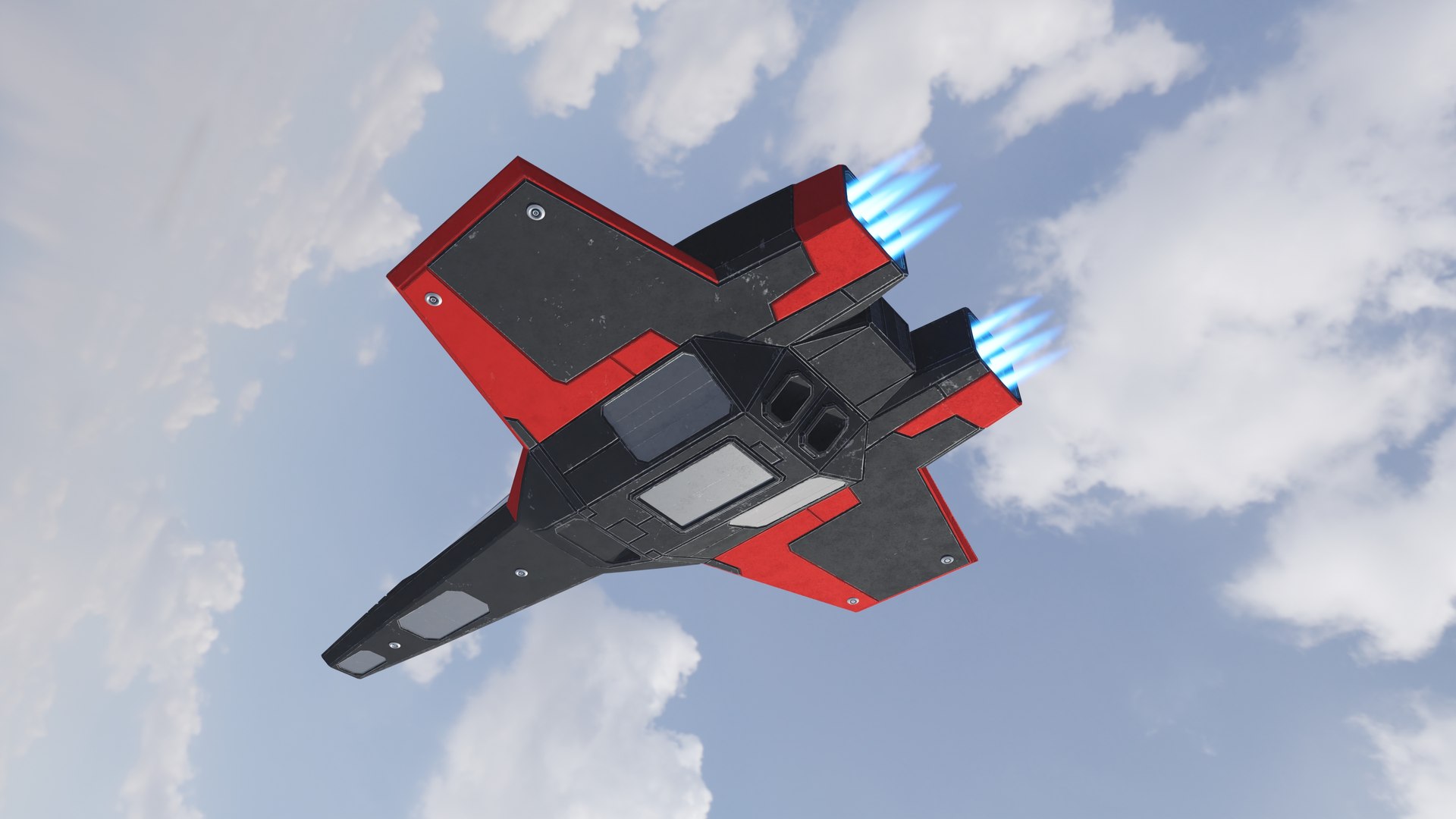 3D Sci-Fi Space Fighter Jet Red With Interior Cockpit - TurboSquid 2156484
