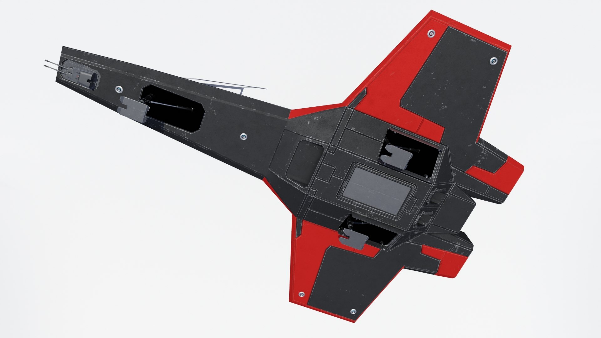 3D Sci-Fi Space Fighter Jet Red With Interior Cockpit - TurboSquid 2156484
