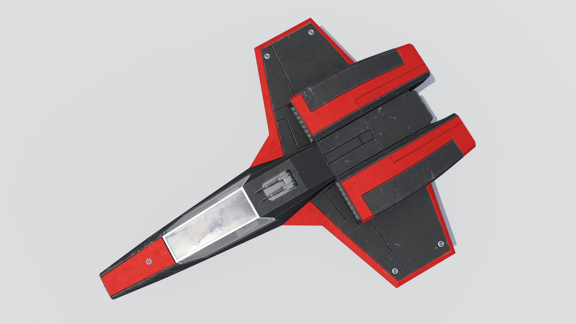 3D Sci-Fi Space Fighter Jet Red With Interior Cockpit - TurboSquid 2156484