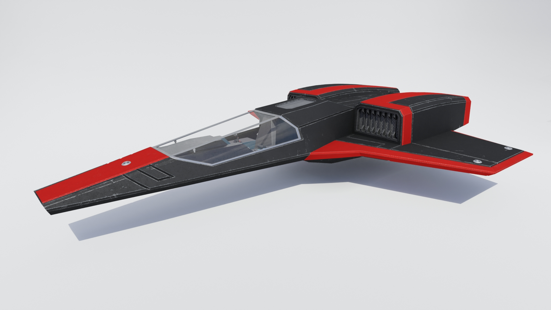 3D Sci-Fi Space Fighter Jet Red With Interior Cockpit - TurboSquid 2156484