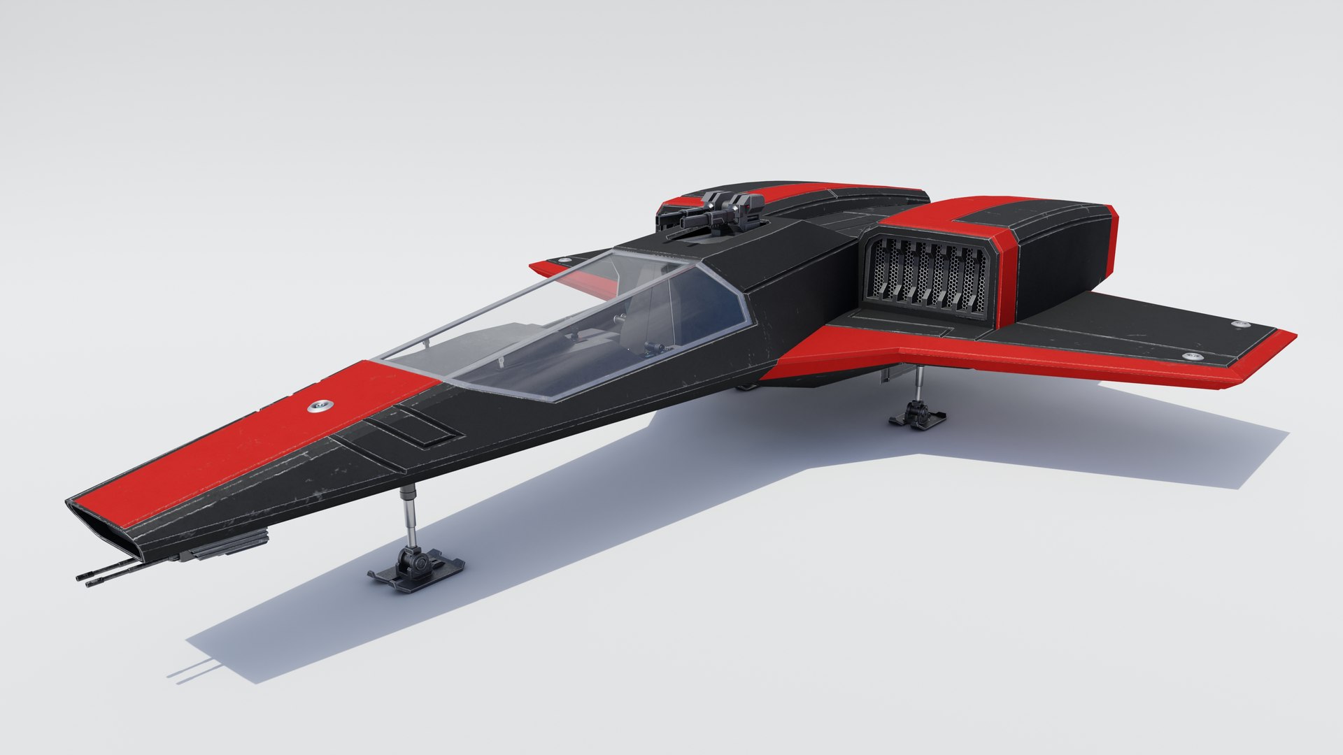 3D Sci-Fi Space Fighter Jet Red With Interior Cockpit - TurboSquid 2156484