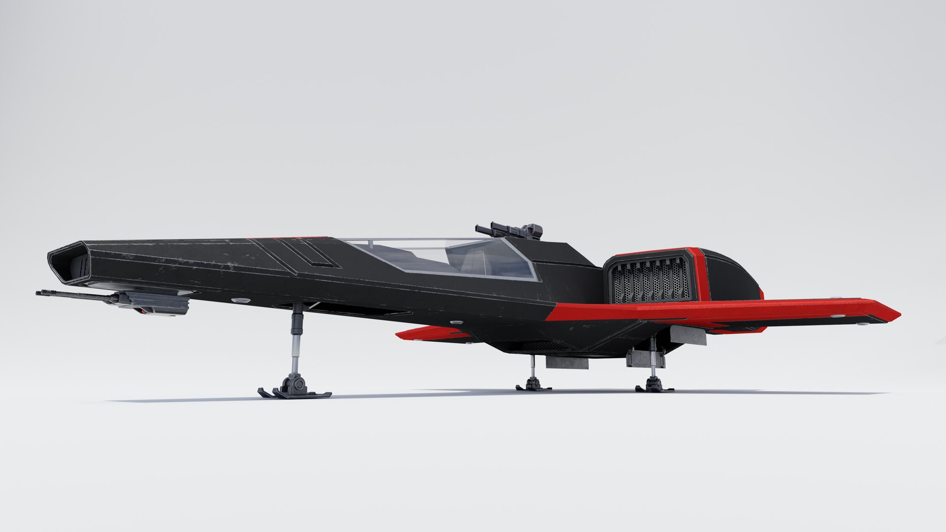 3D Sci-Fi Space Fighter Jet Red With Interior Cockpit - TurboSquid 2156484