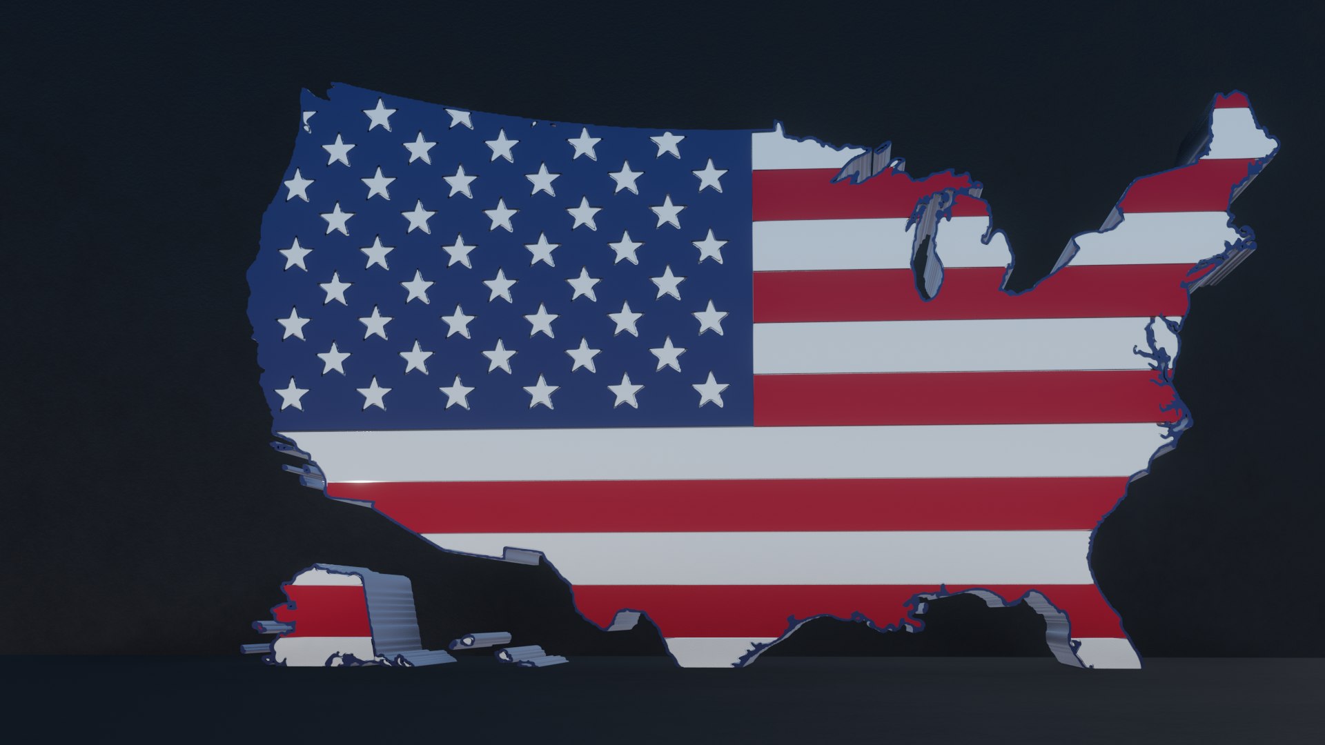 United States Map Flag 3D Model - TurboSquid 2235679