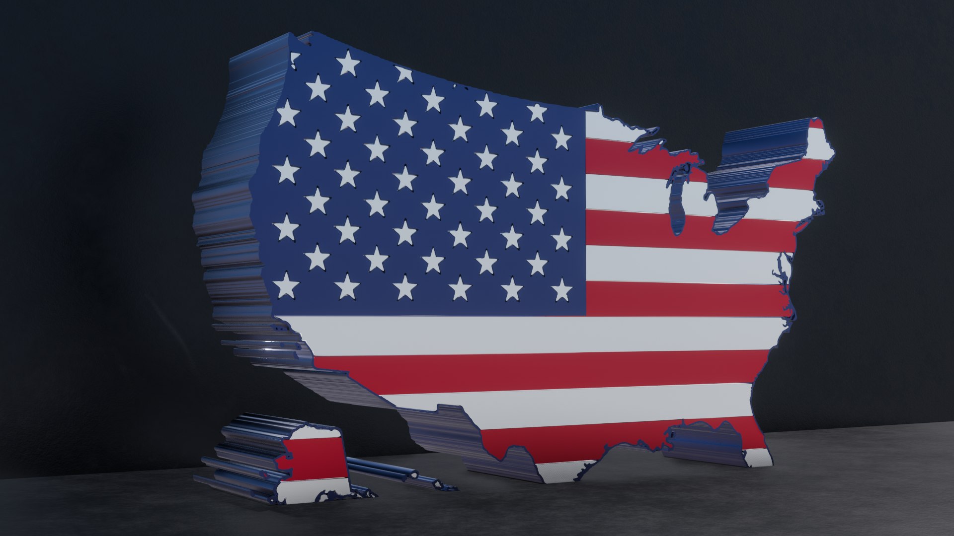 United States Map Flag 3D Model - TurboSquid 2235679