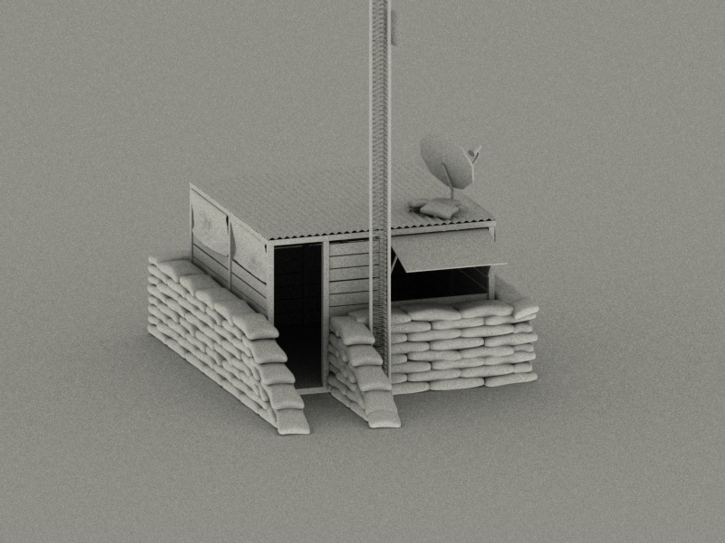 3d Military Shack Model
