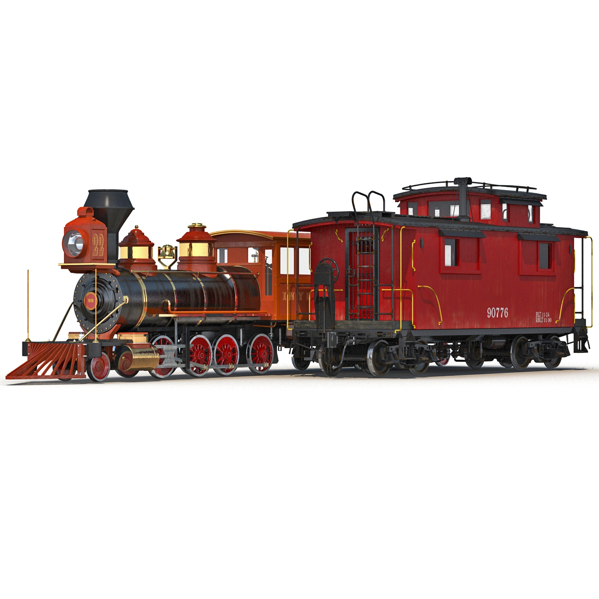 3d model steam train caboose