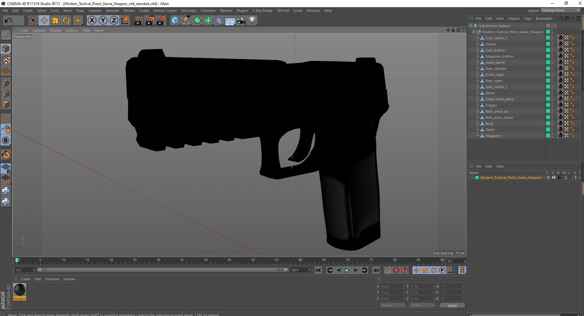 Modern Tactical Pistol Game Weapon model - TurboSquid 2134132