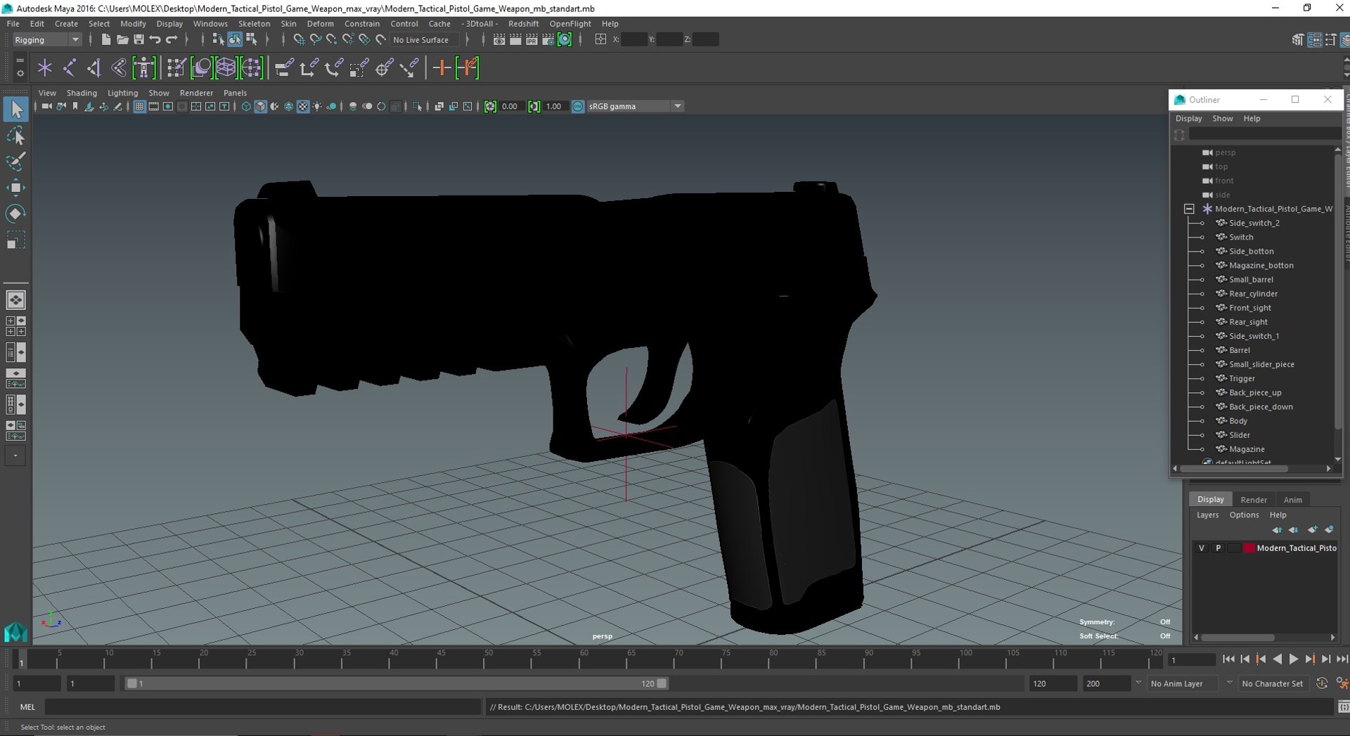 Modern Tactical Pistol Game Weapon model - TurboSquid 2134132