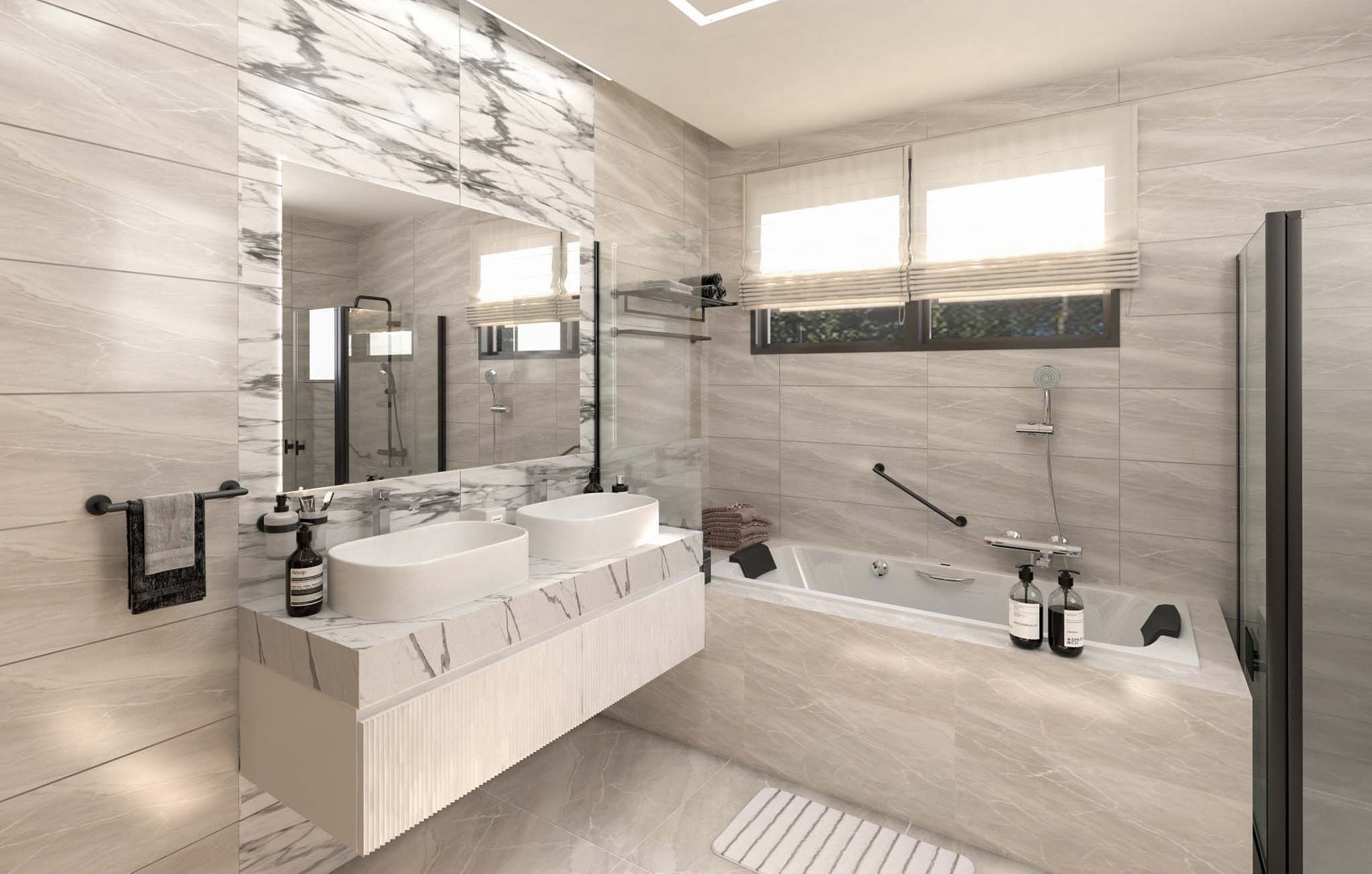 Modern Minimalist Bathroom 3D Scene - Ready To Render 3D Model ...