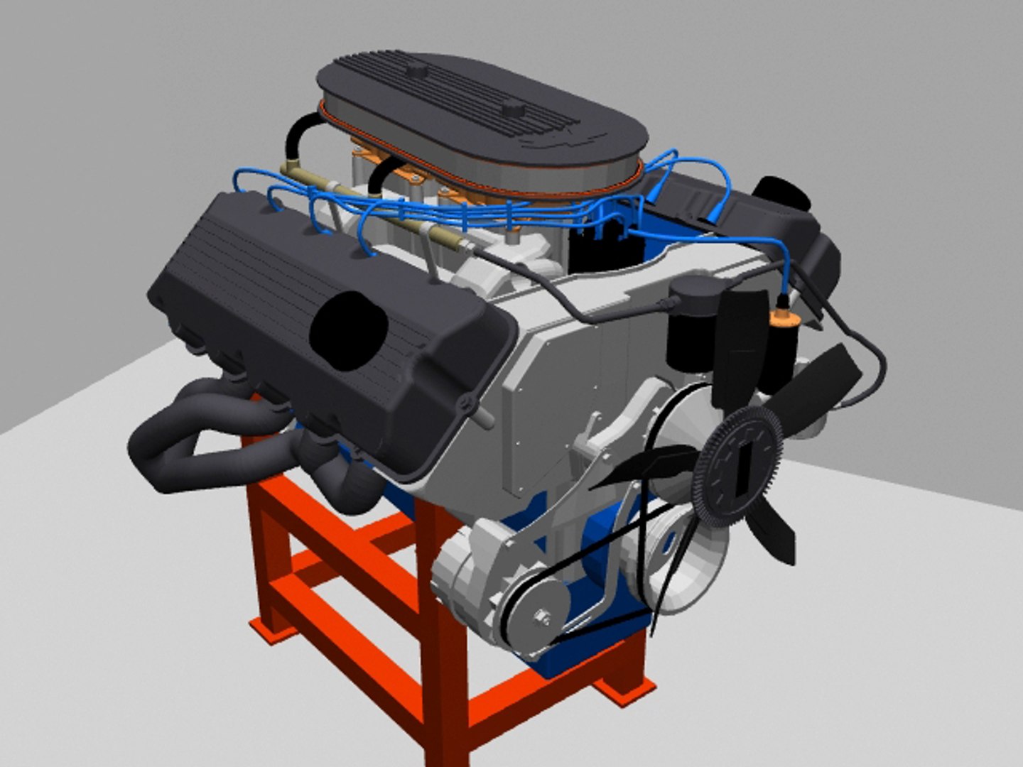 V8 Engine 3d Model