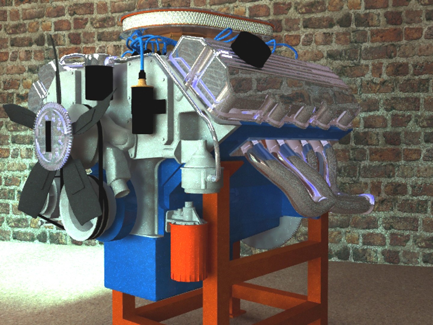 V8 Engine 3d Model