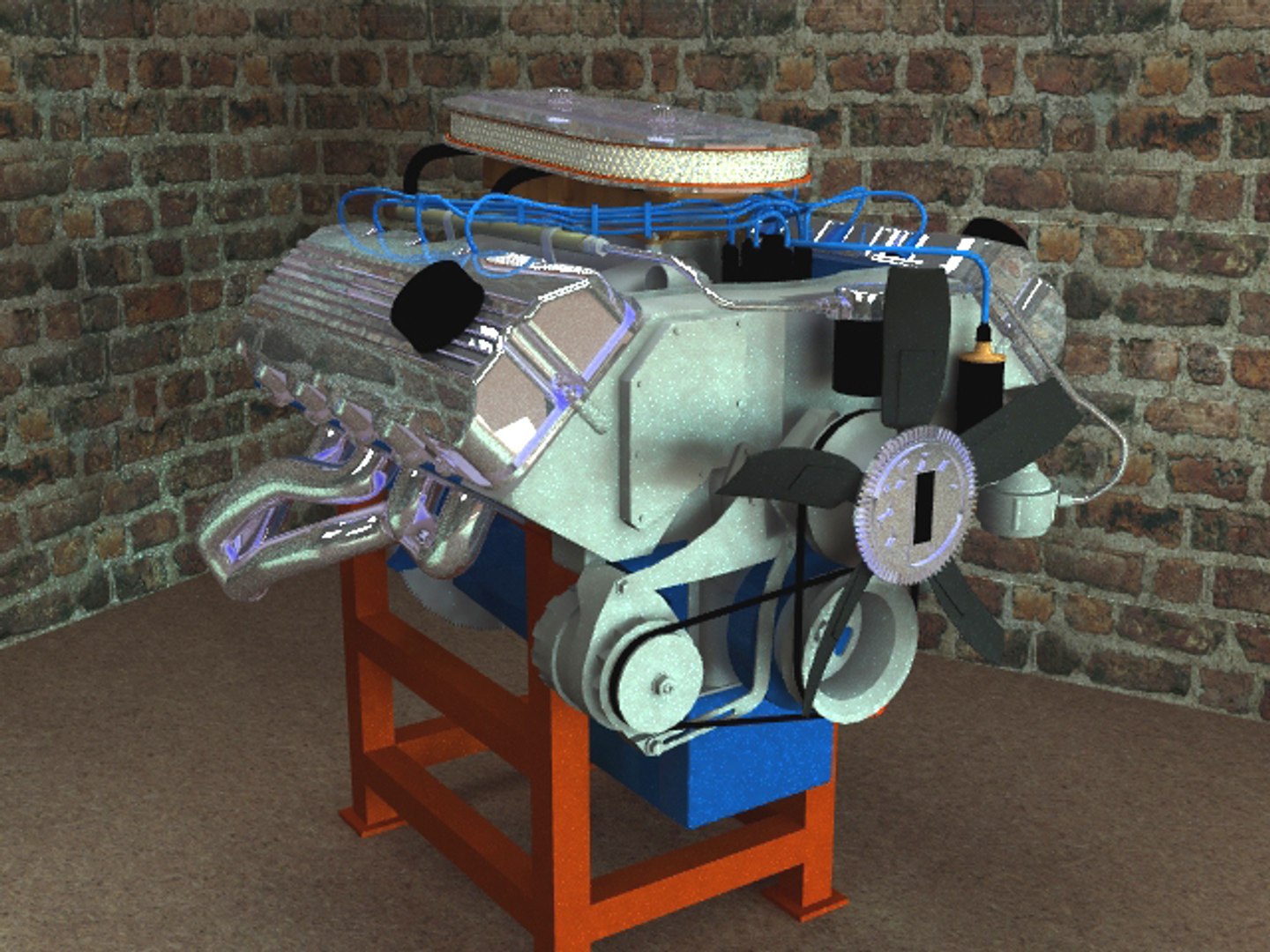 V8 Engine 3d Model