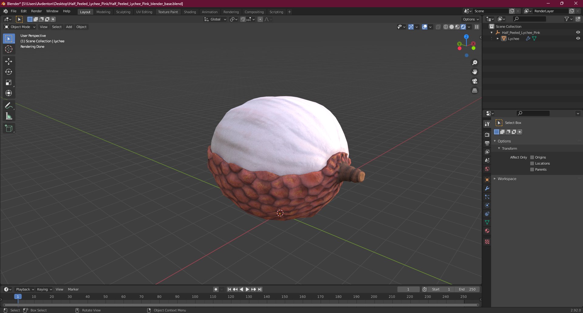 Half Peeled Lychee Pink 3D Model - TurboSquid 2256263