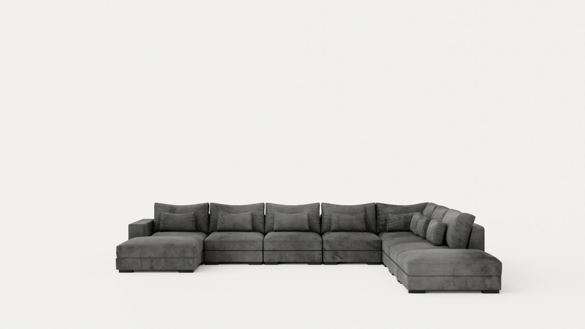 Dubai U Module Sofa Large With Divan Left Velvet 3D Model - TurboSquid ...
