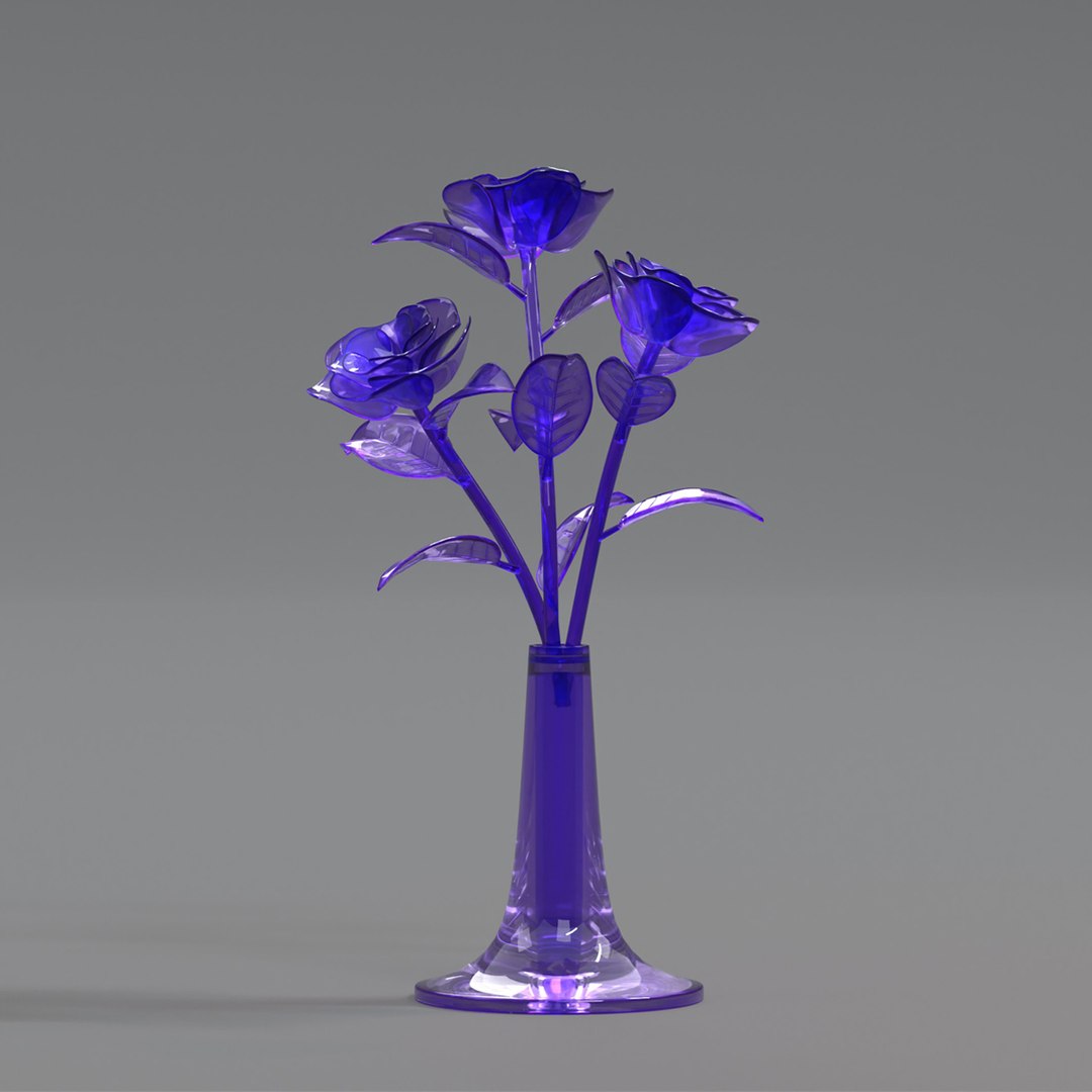3D Glass Flower Showpiece Purple Model - TurboSquid 2204593