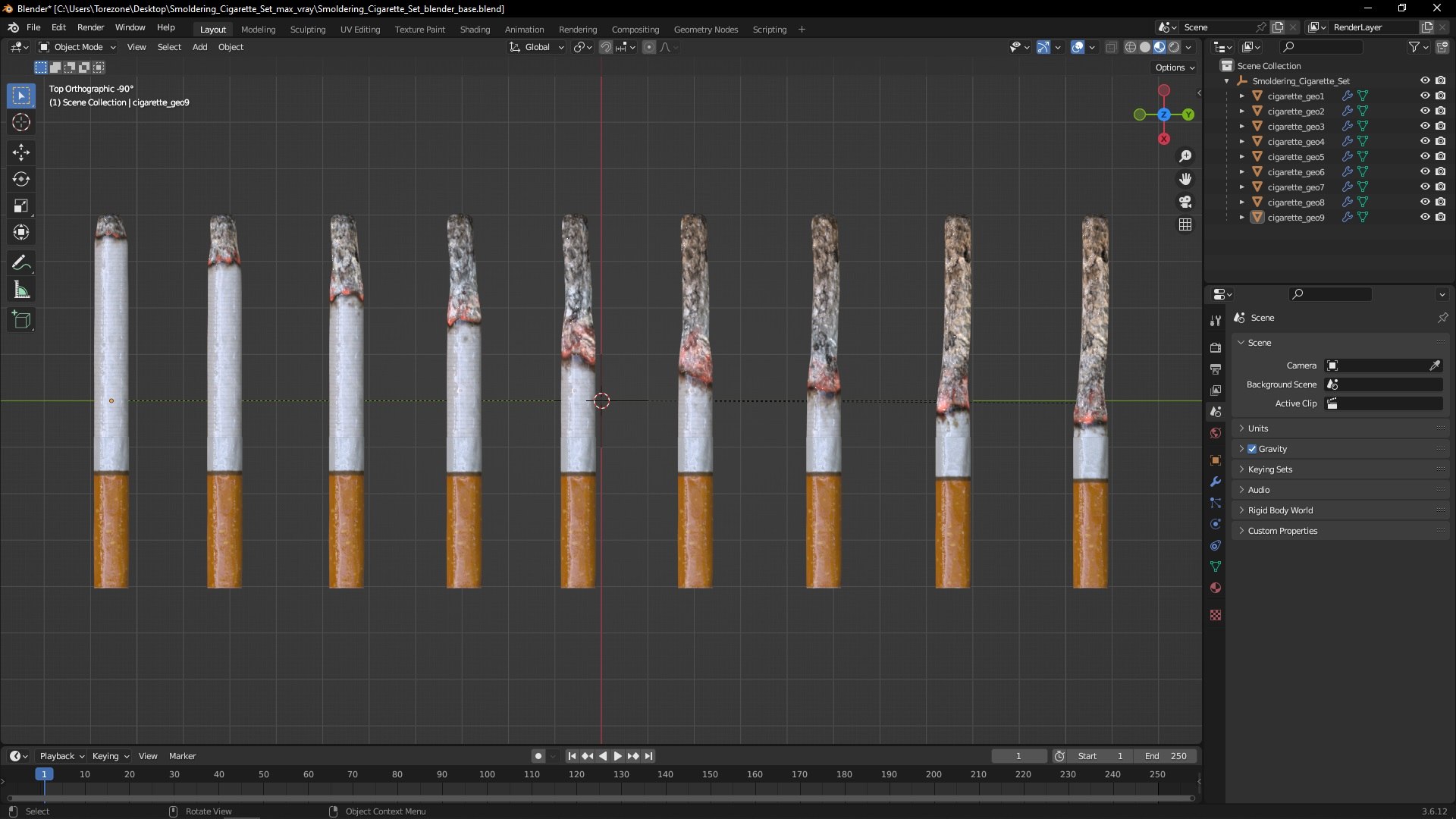 Smoldering Cigarette Set Model - TurboSquid 2330656