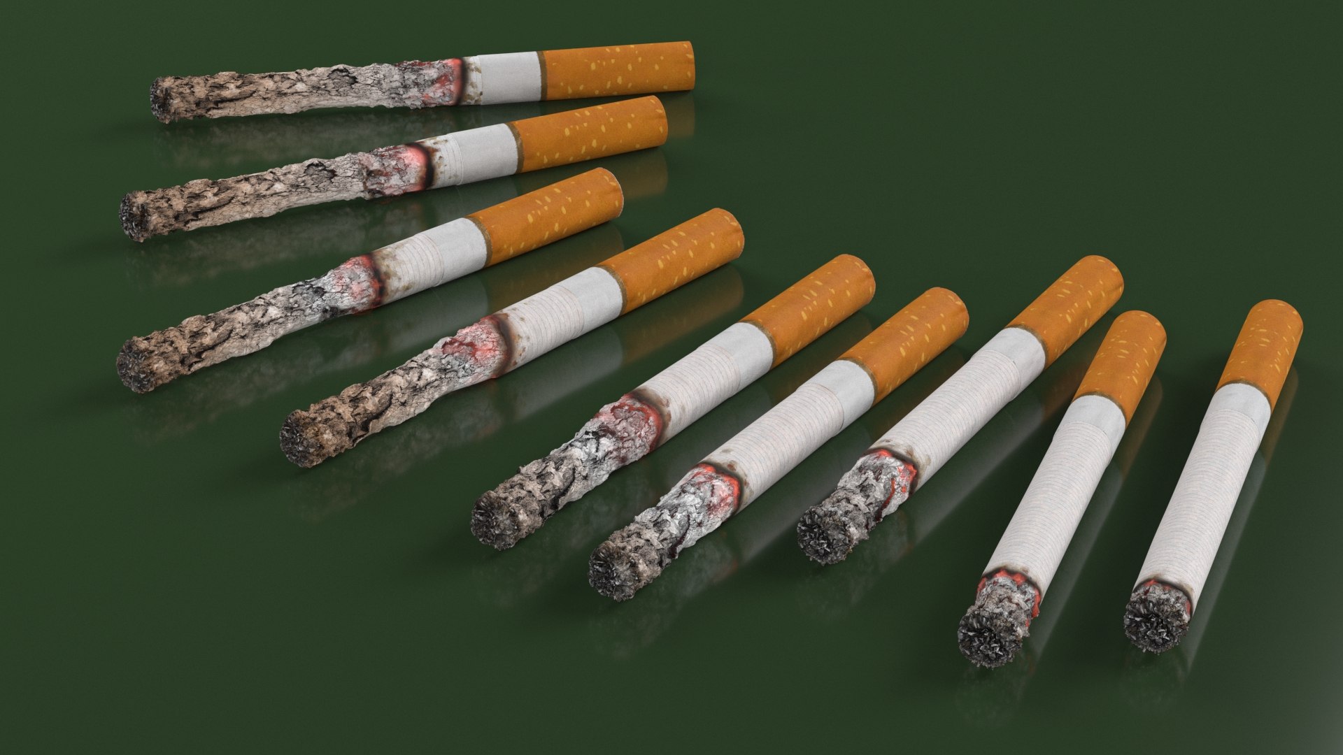 Smoldering Cigarette Set Model - TurboSquid 2330656