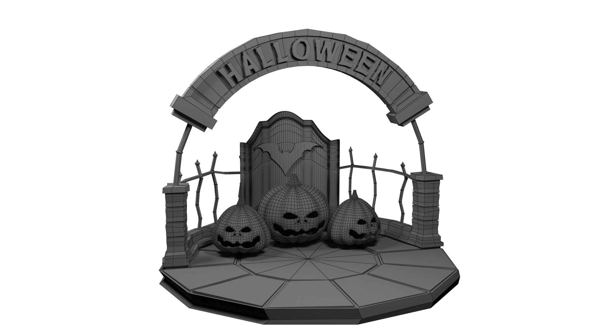 3D Model Halloween Scene - TurboSquid 1971075