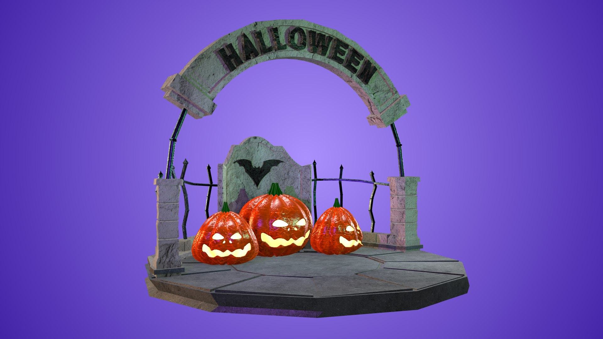 3D Model Halloween Scene - TurboSquid 1971075