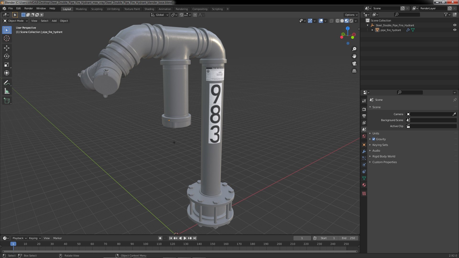 3D Steel Double Pipe Fire Hydrant - TurboSquid 2134058
