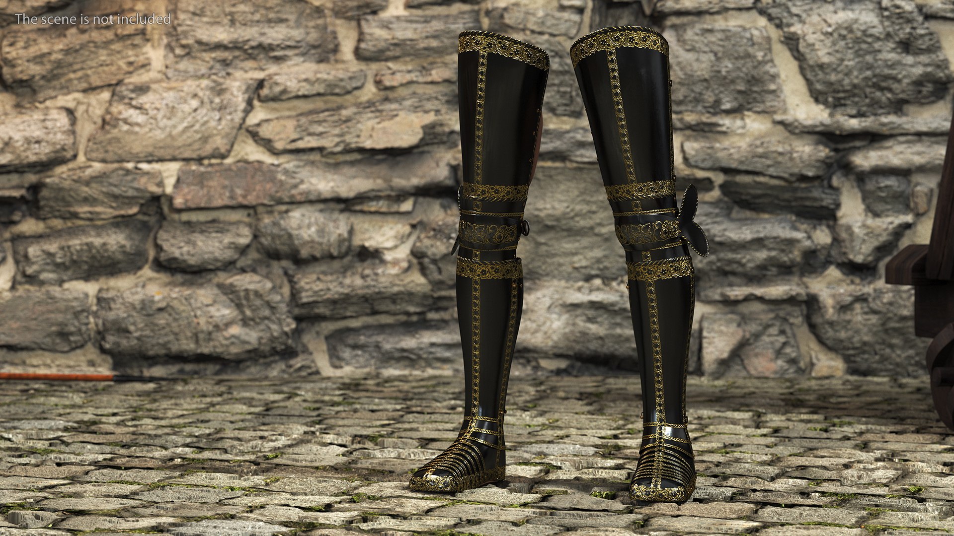 Medieval Knight Black Gold Leg Armor Model - TurboSquid 1832865