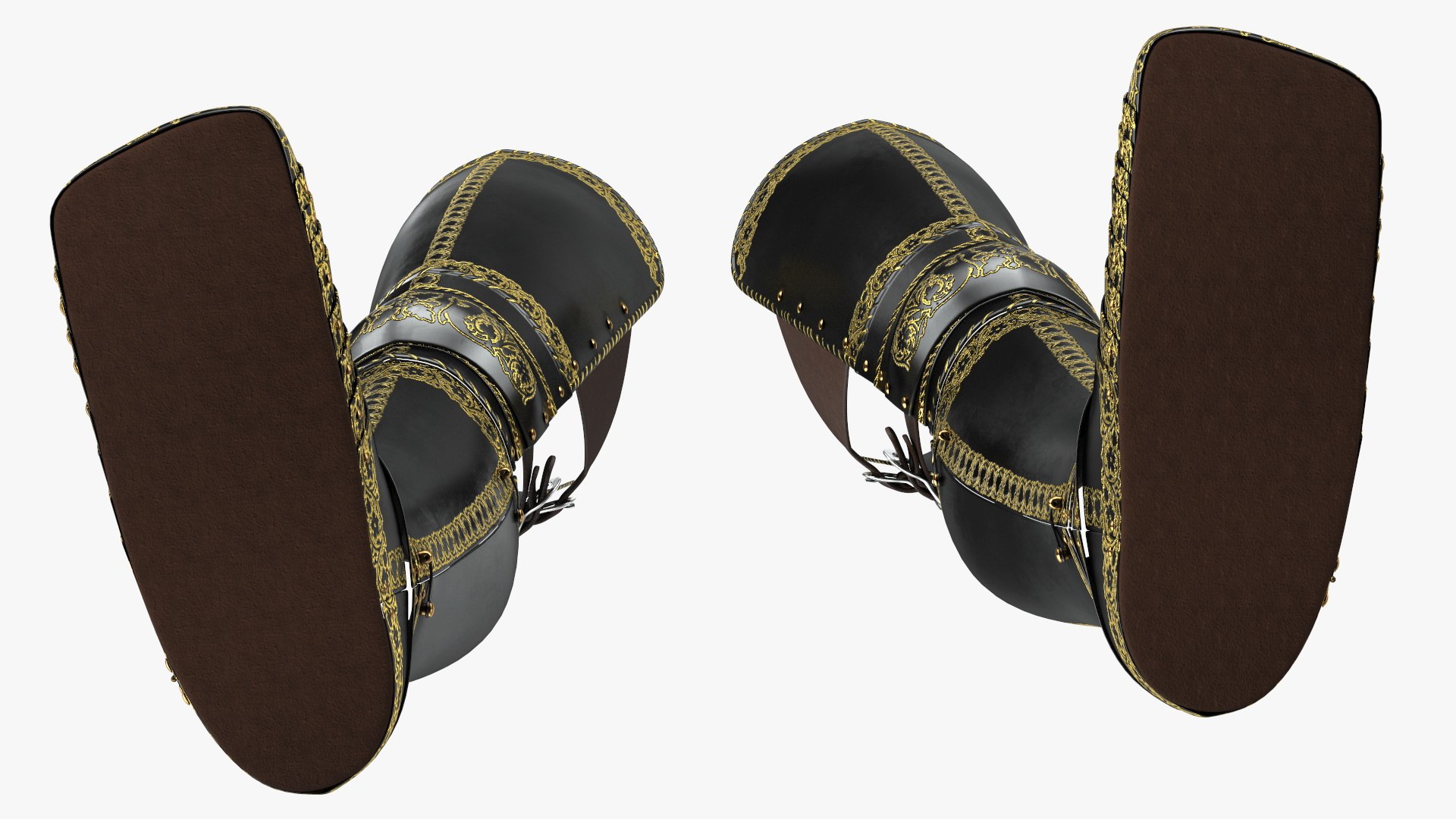 Medieval Knight Black Gold Leg Armor Model - TurboSquid 1832865