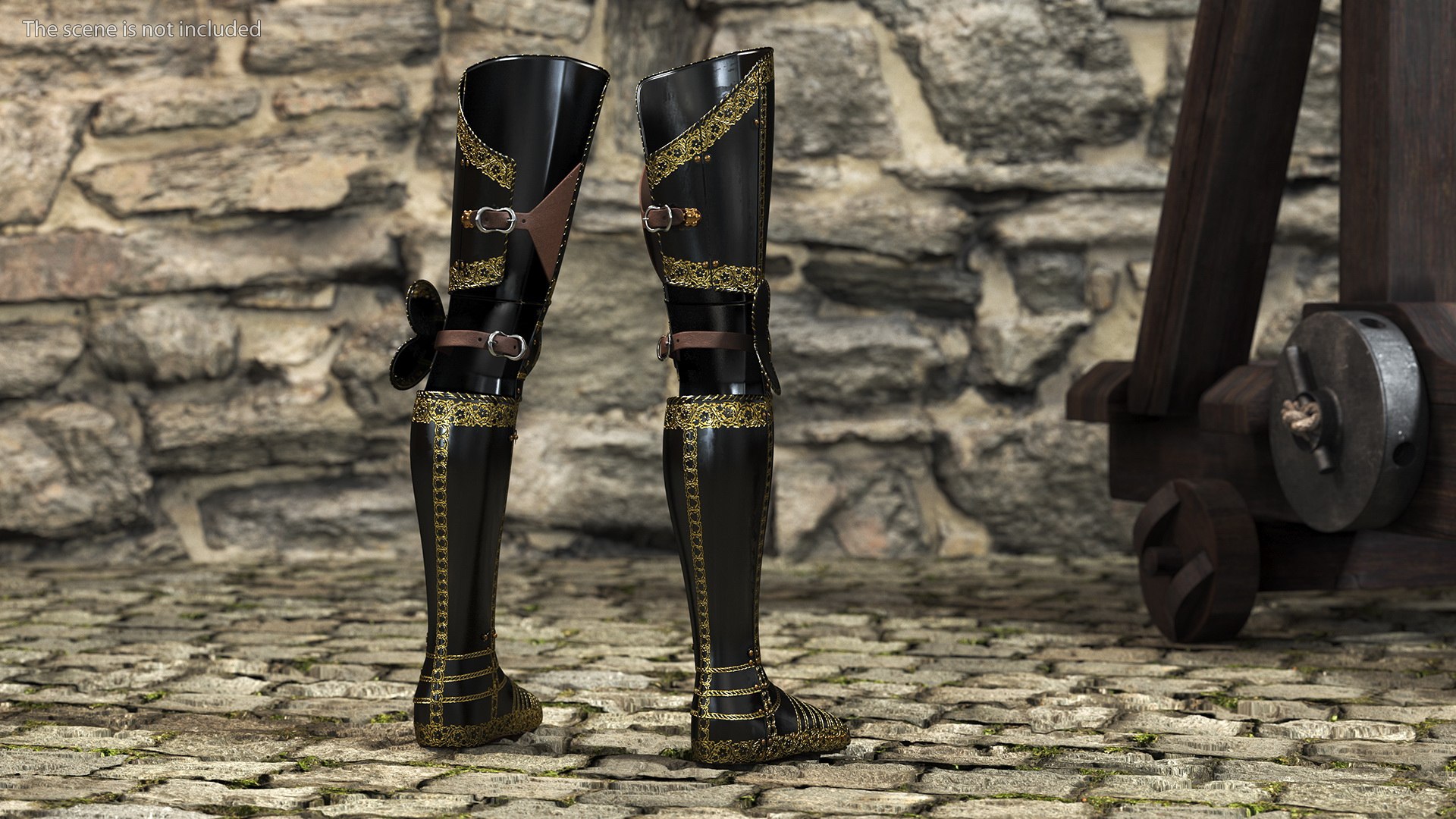 Medieval Knight Black Gold Leg Armor Model - TurboSquid 1832865