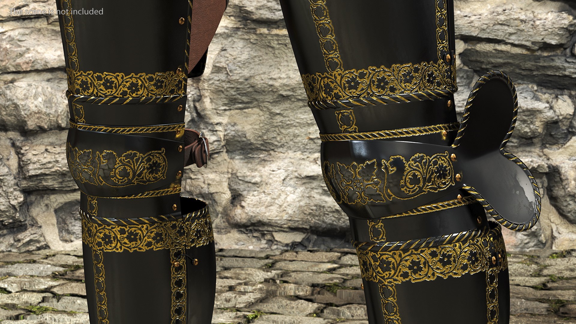 Medieval Knight Black Gold Leg Armor Model - TurboSquid 1832865