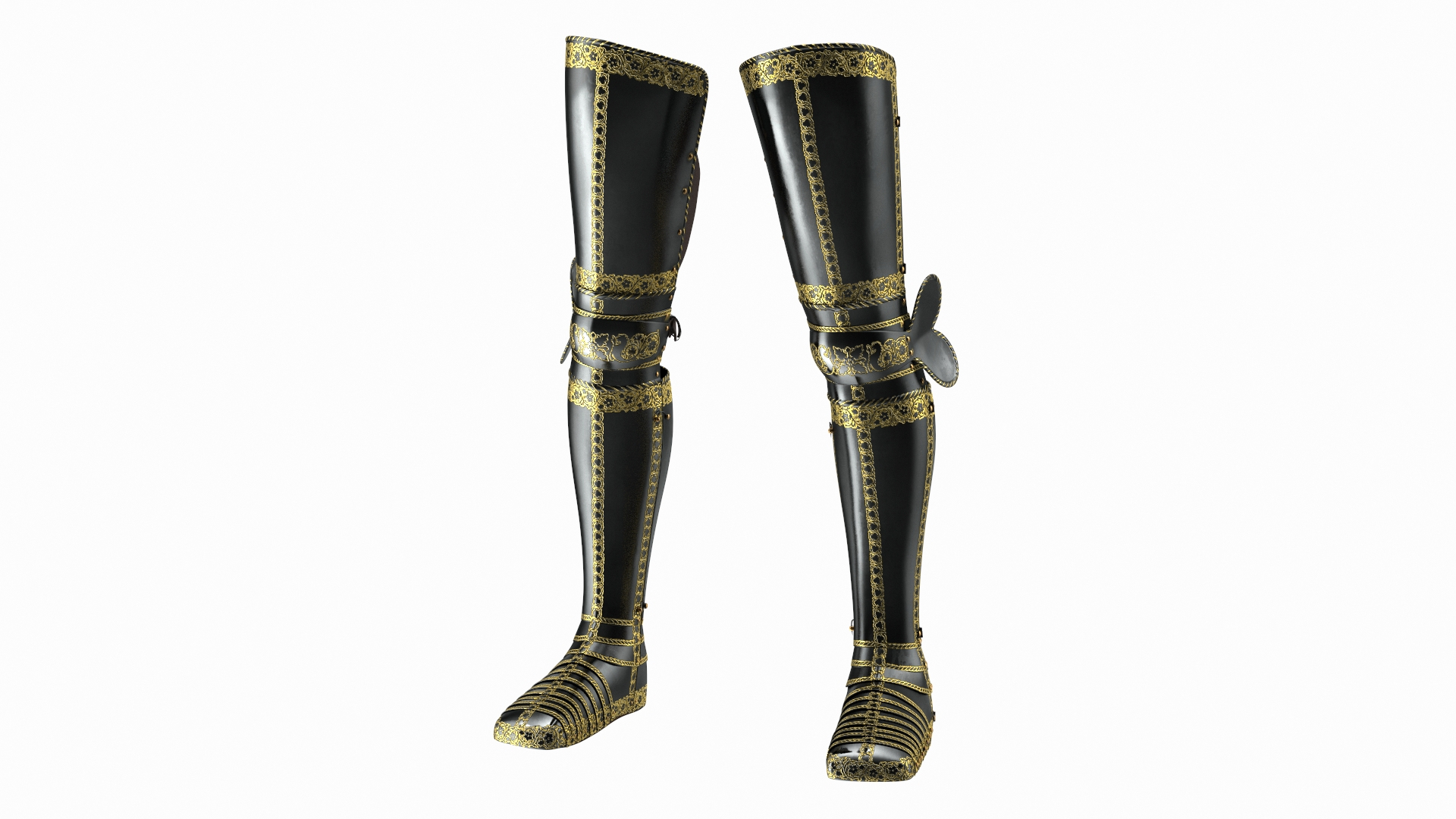 Medieval Knight Black Gold Leg Armor Model - TurboSquid 1832865