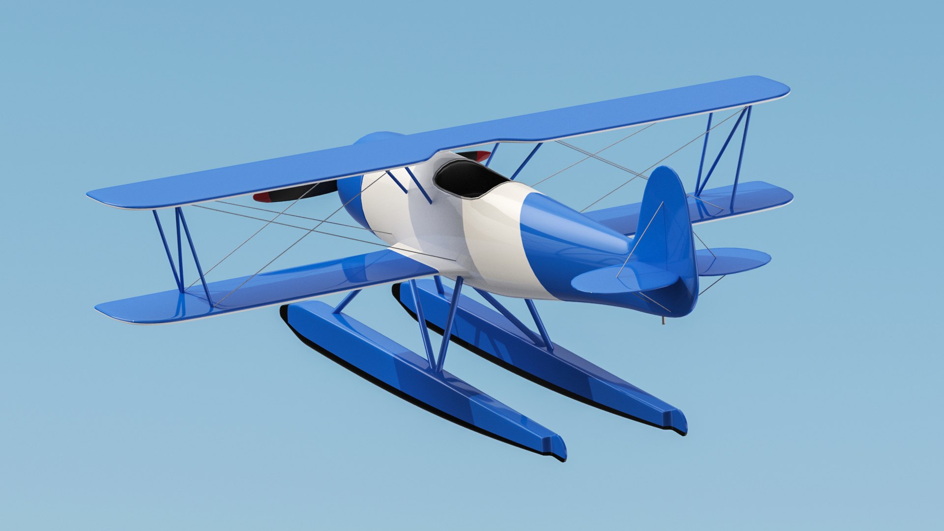 Sea Plane Biplane With Advertising Banner 01 3D Model - TurboSquid 1895273