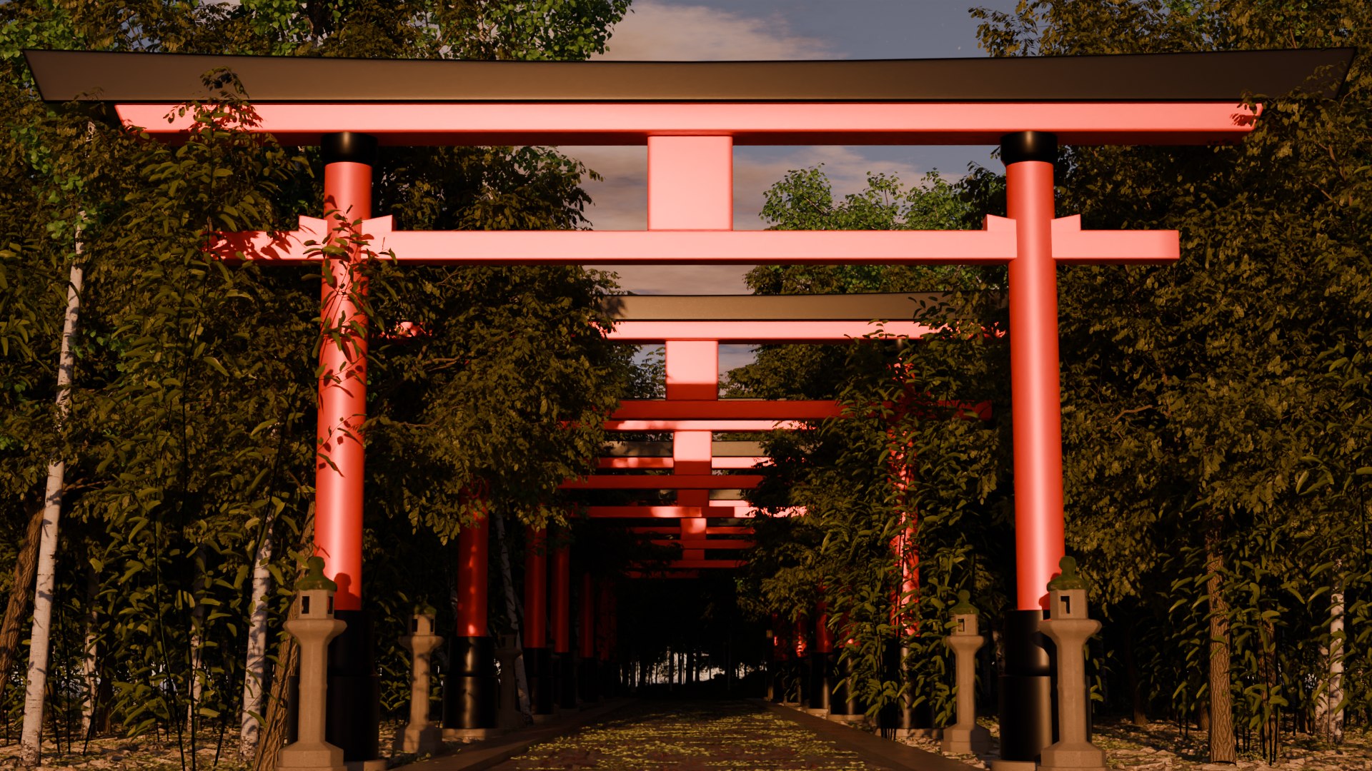 3D Model Japanese Torii Road - TurboSquid 2208980