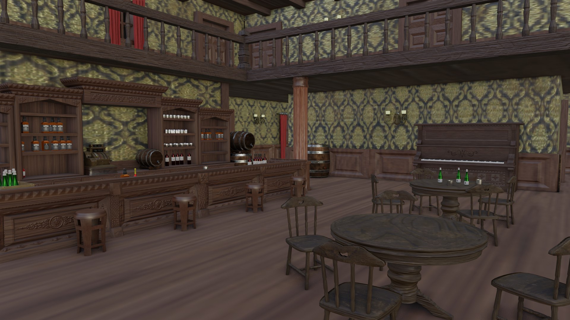 Western Saloon With Interior 3D - TurboSquid 1980448