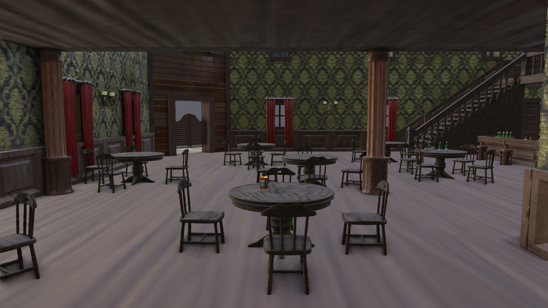 Western Saloon With Interior 3D - TurboSquid 1980448