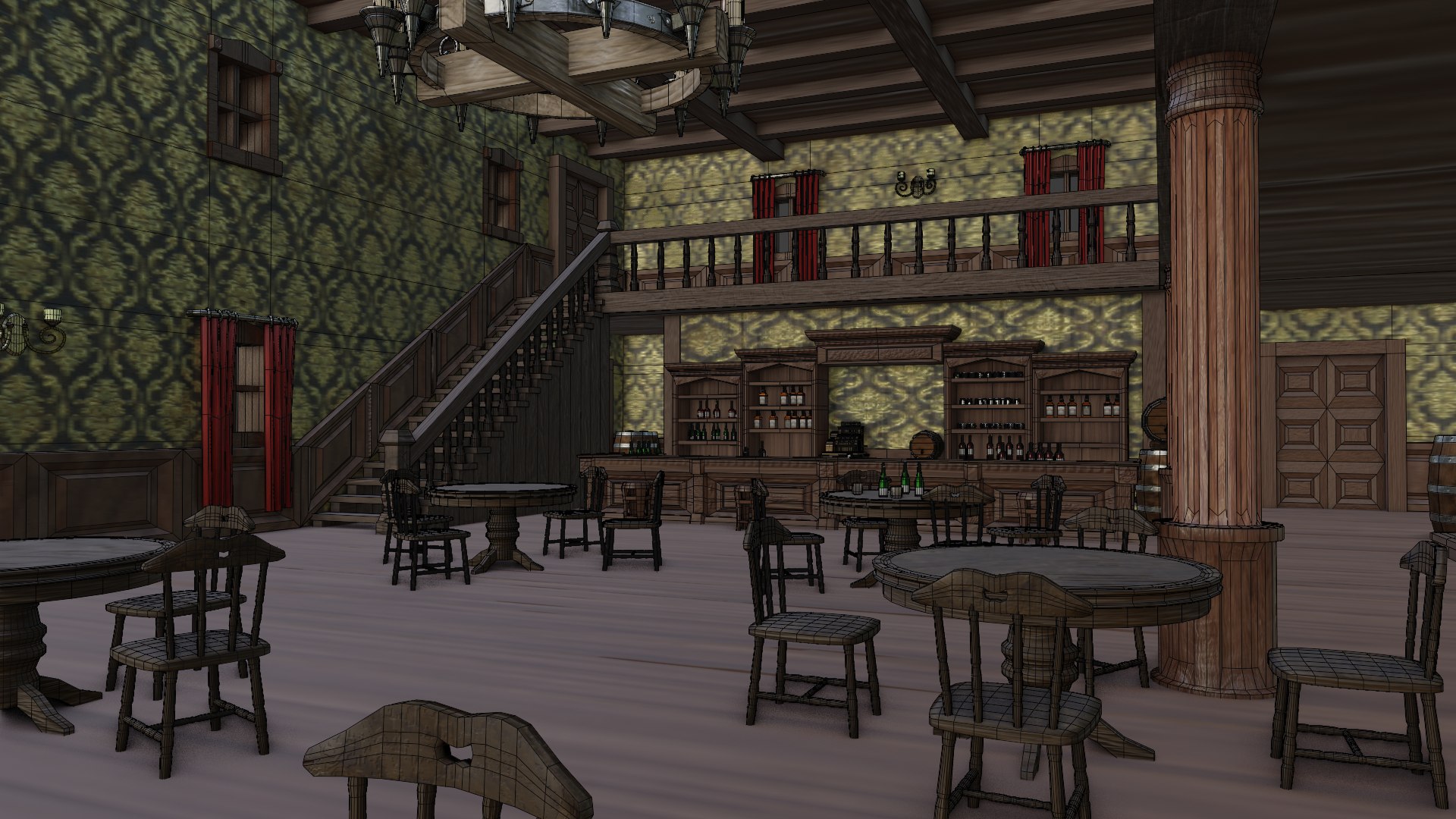 Western Saloon with Interior 3D - TurboSquid 1980448