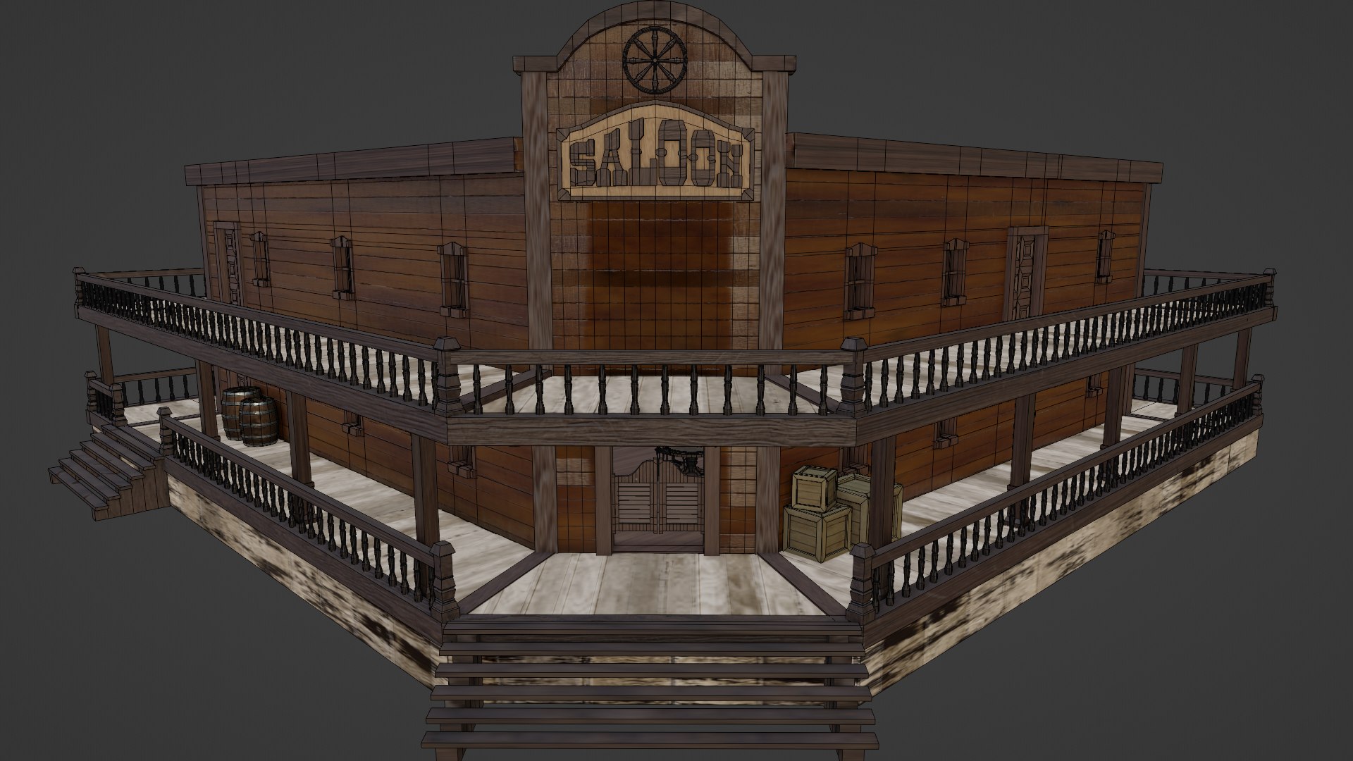 Western Saloon with Interior 3D - TurboSquid 1980448