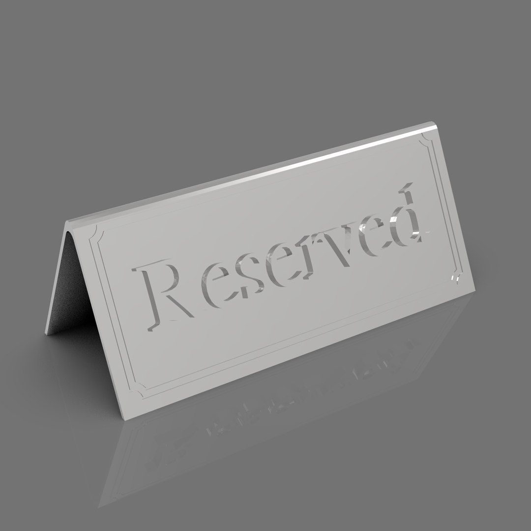 Reserved Table Sign 3D - TurboSquid 2126350