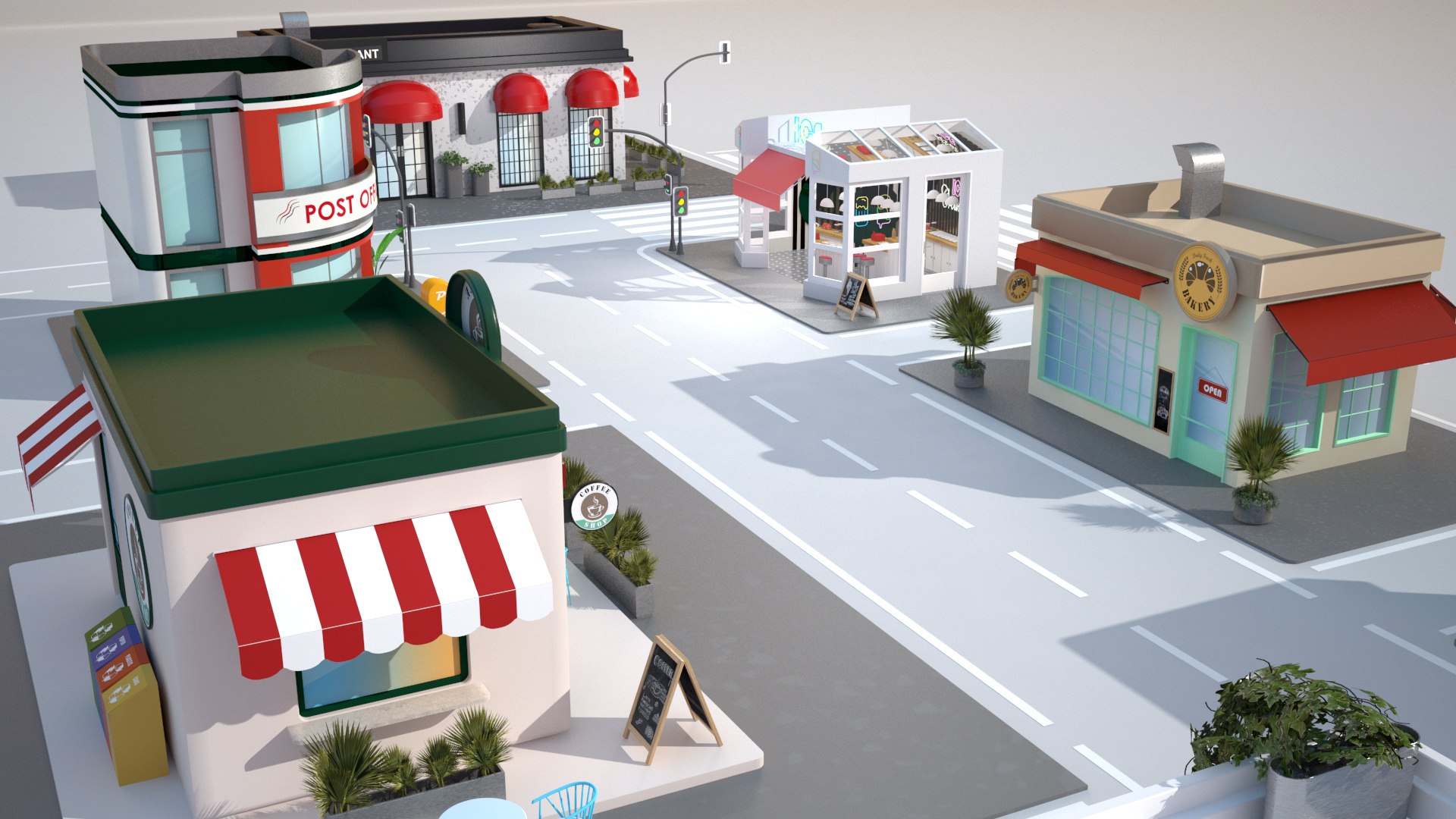 Shopping Street 3D Model - TurboSquid 2092226