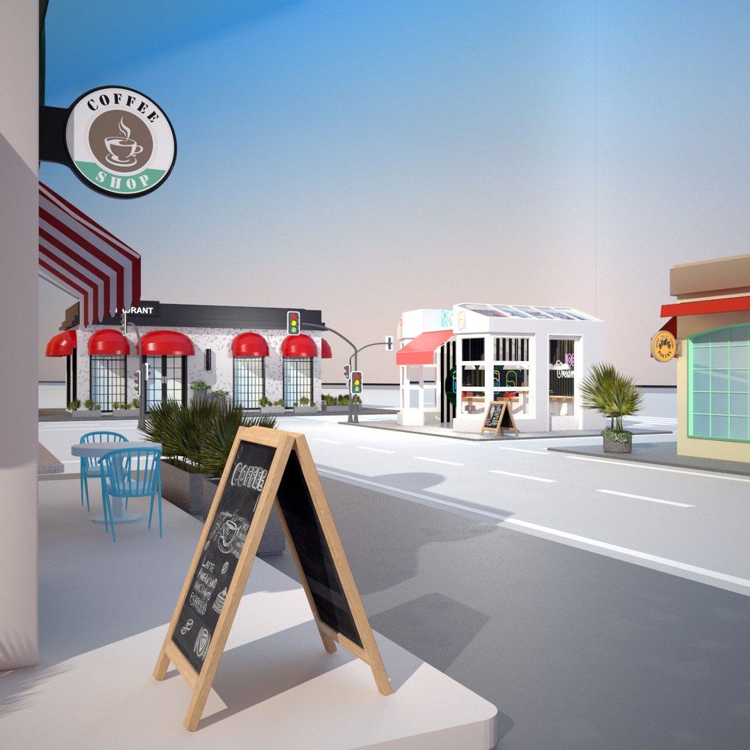 Shopping Street 3D model - TurboSquid 2092226