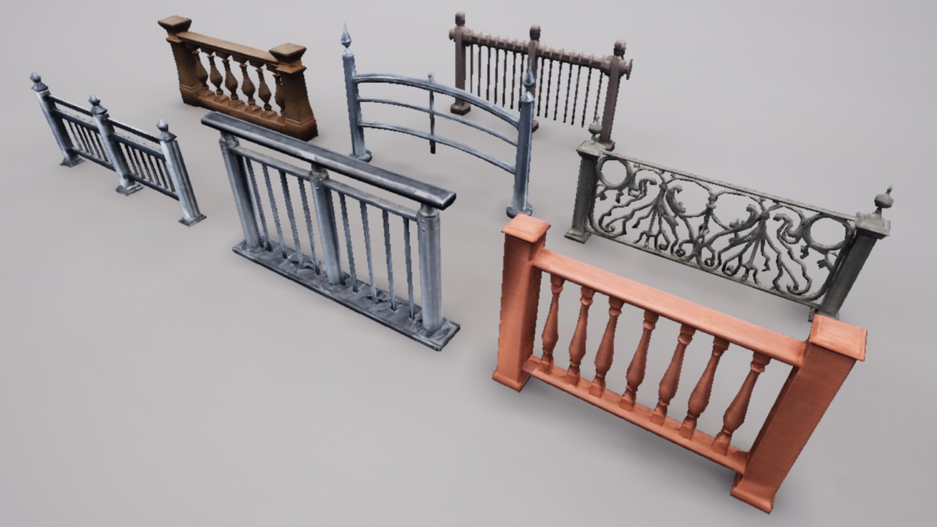 Modular Railing Pack Model - TurboSquid 2347936