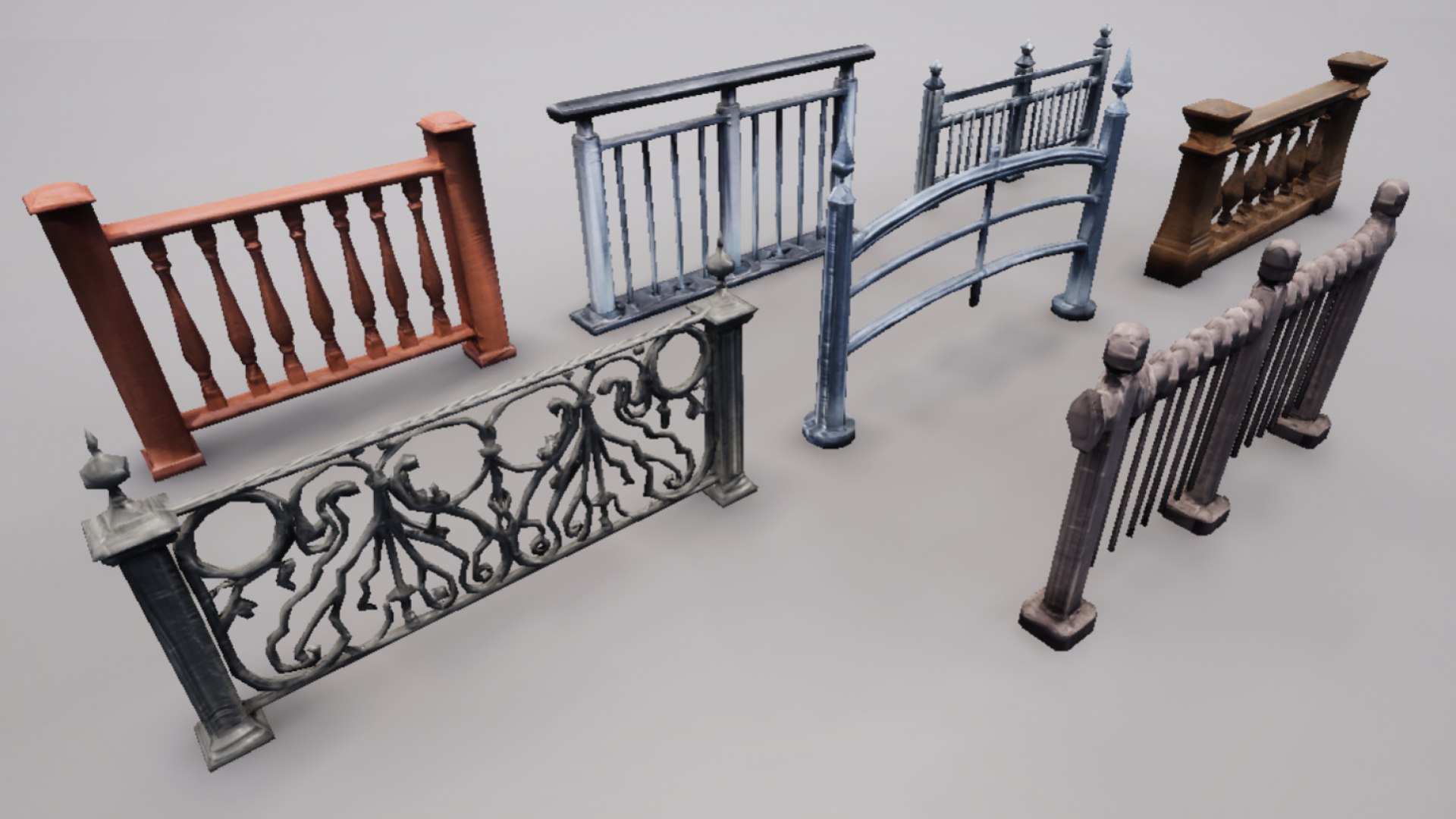 Modular Railing Pack Model - TurboSquid 2347936