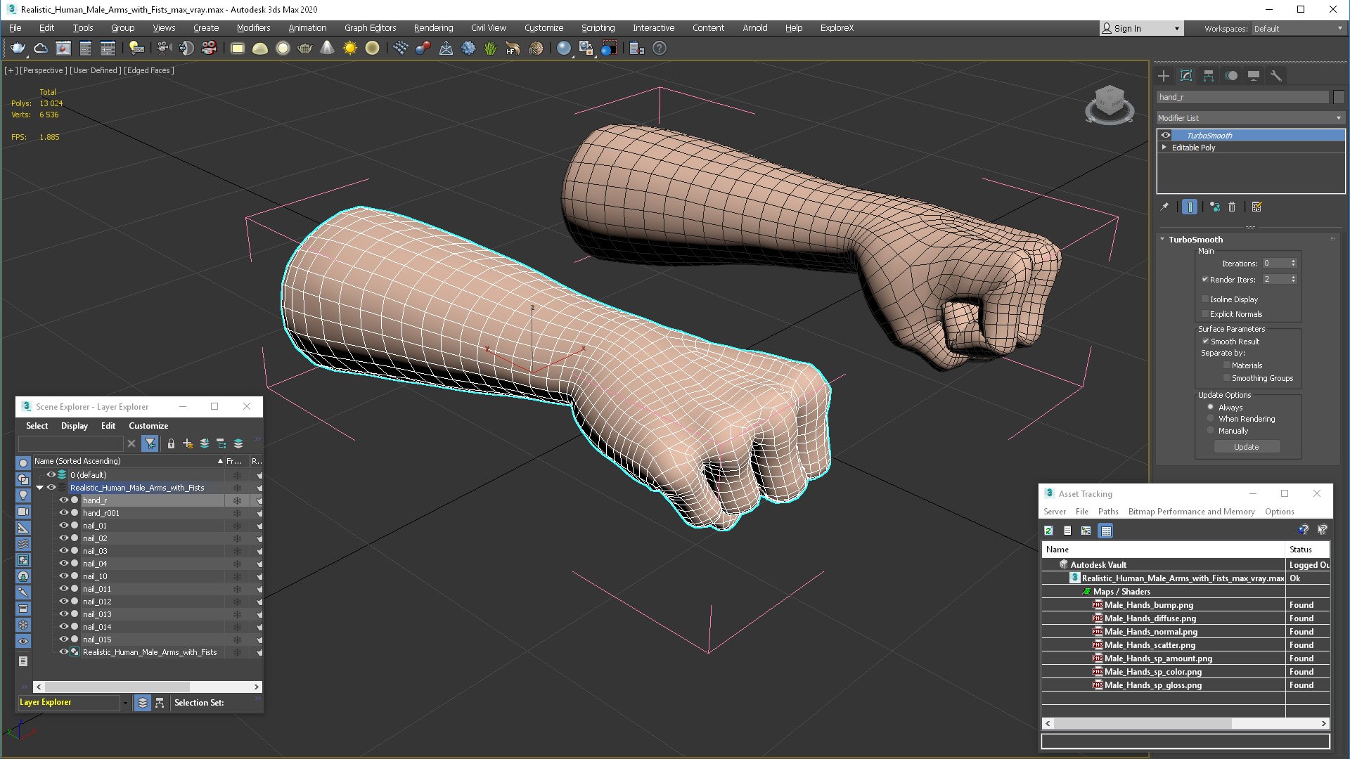 Realistic Human Male Arms With Fists 3D Model - TurboSquid 2325158