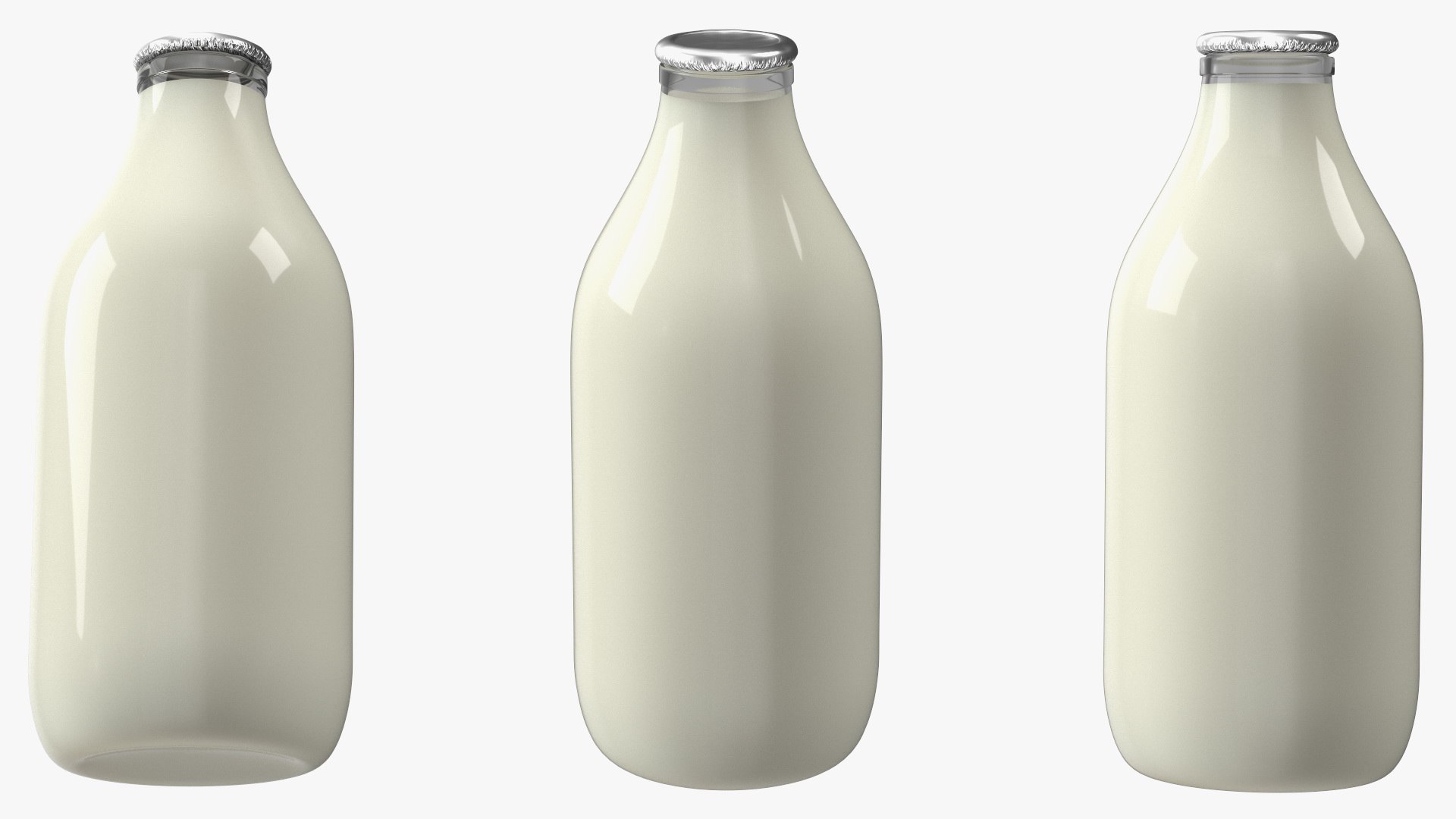 3D Glass Bottle Of Whole Milk Bottle With Foil Top - TurboSquid 2202506