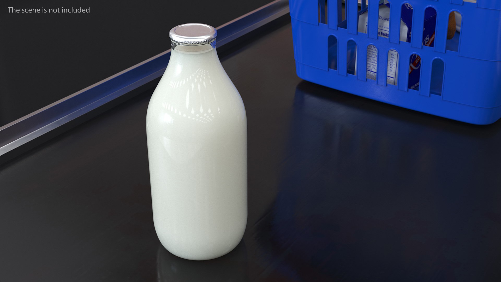 3D Glass Bottle Of Whole Milk Bottle With Foil Top - TurboSquid 2202506